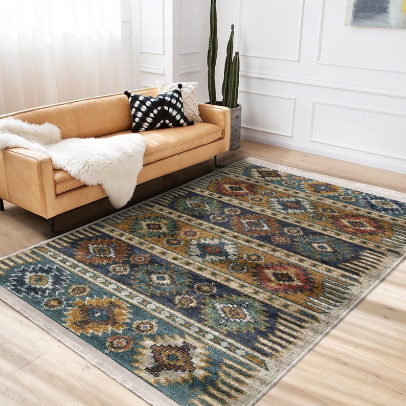 Aztec Area Rug, Terracotta Area Rug, Home Decor Fringed Area Rug ...