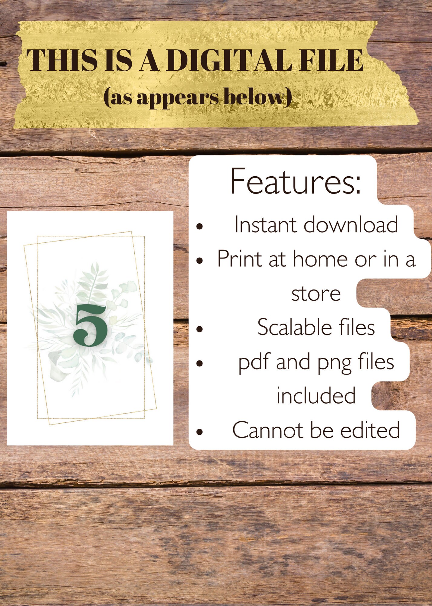 1-5 Numbers, Printable Number Signs, Table Numbers, Item Numbers ...