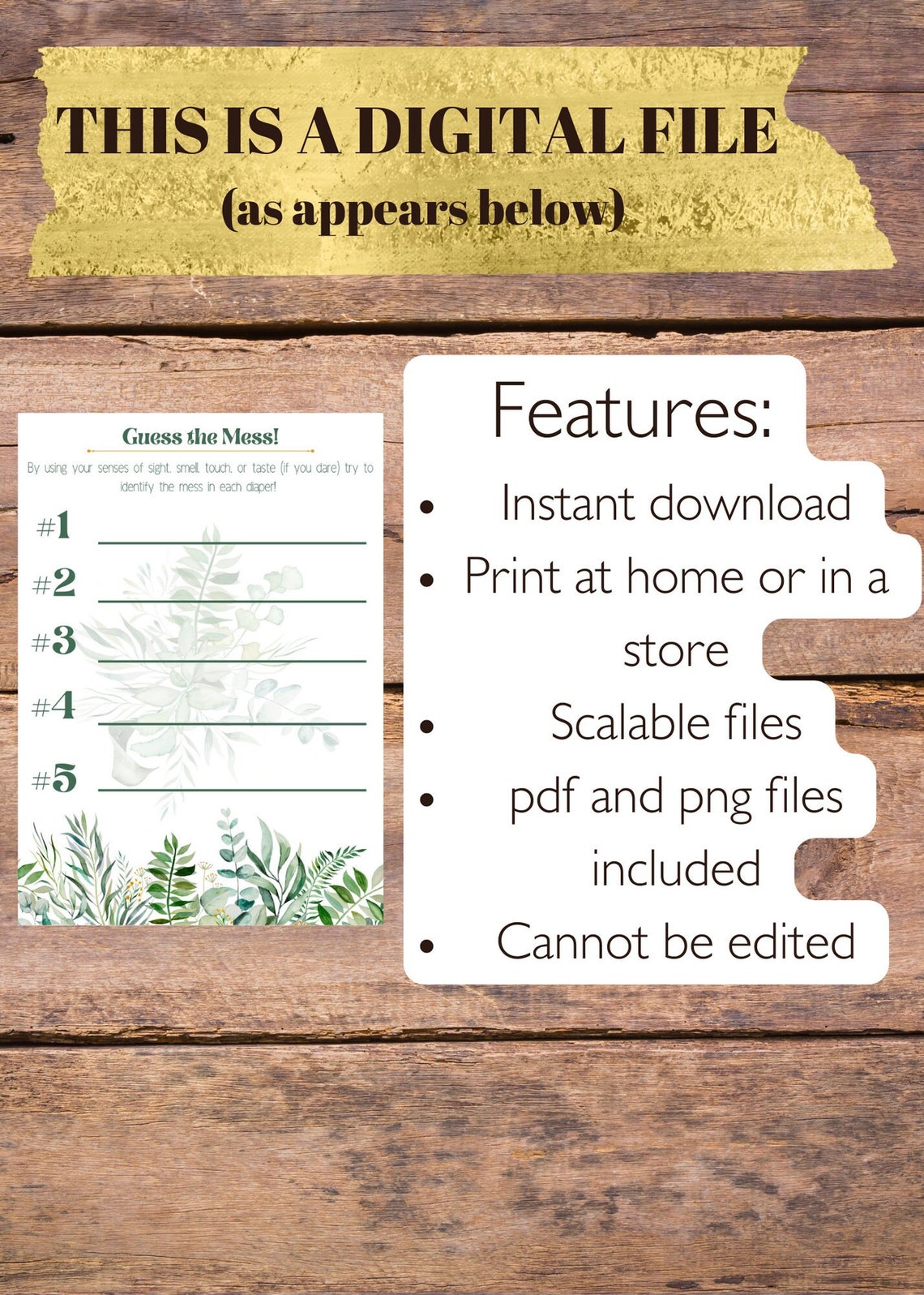 Guess the Mess, Baby Game, Baby Shower Game, Printable Game, Instant ...