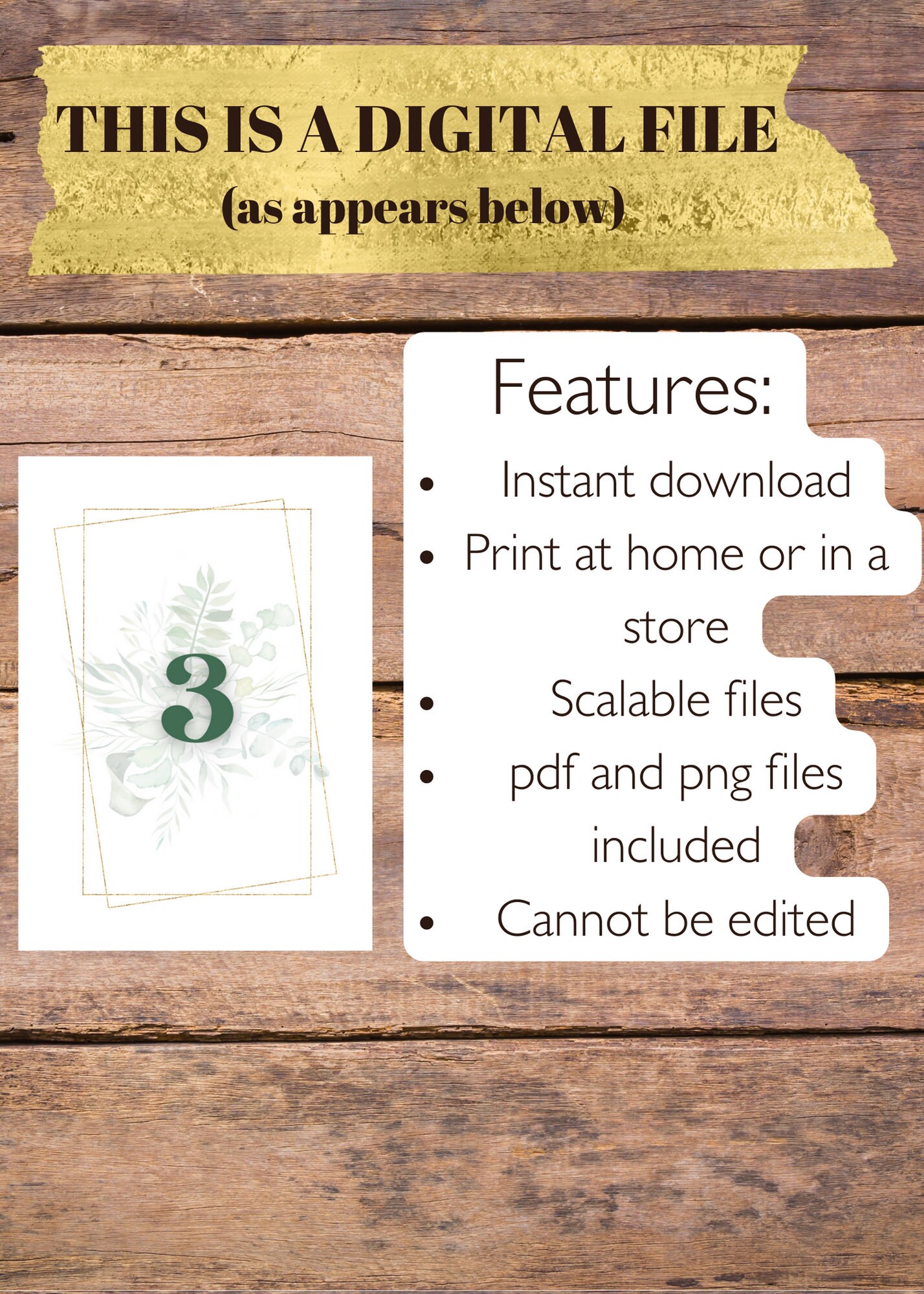 1-5 Numbers, Printable Number Signs, Table Numbers, Item Numbers ...