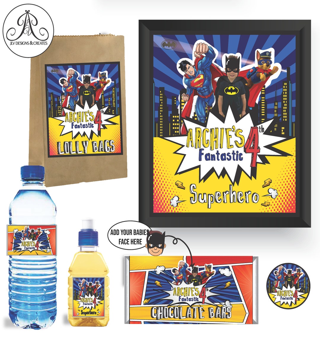 Superhero Custom Design/custom Digital Party/party Wrapper Designs ...