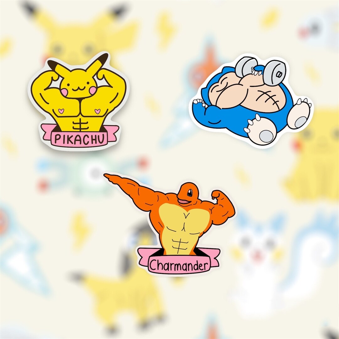 Buff Pokémon Sticker Set Pokémon Stickers Strong Pikachu - Etsy