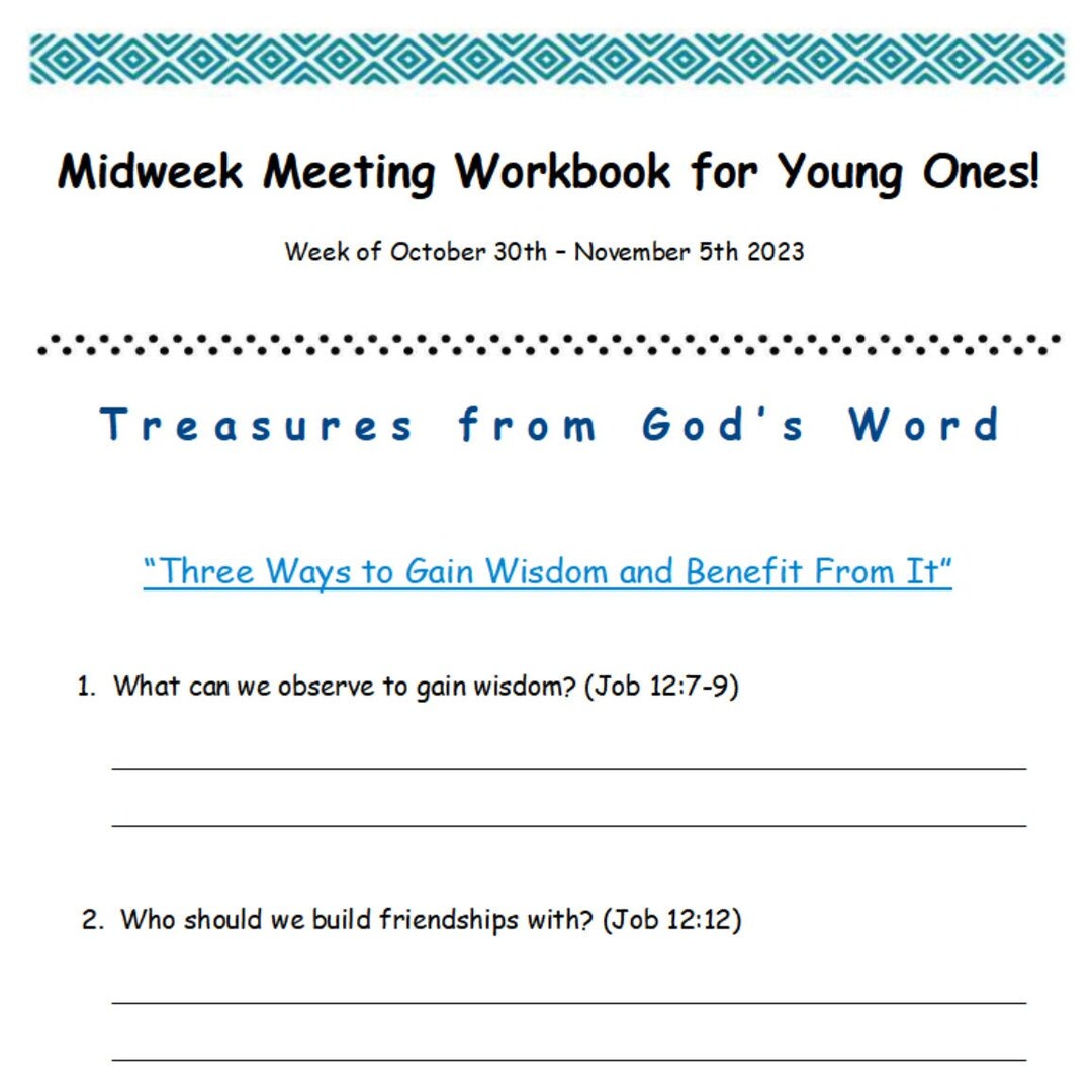 October 30th November 5th 2023 Printable Midweek Meeting - Etsy