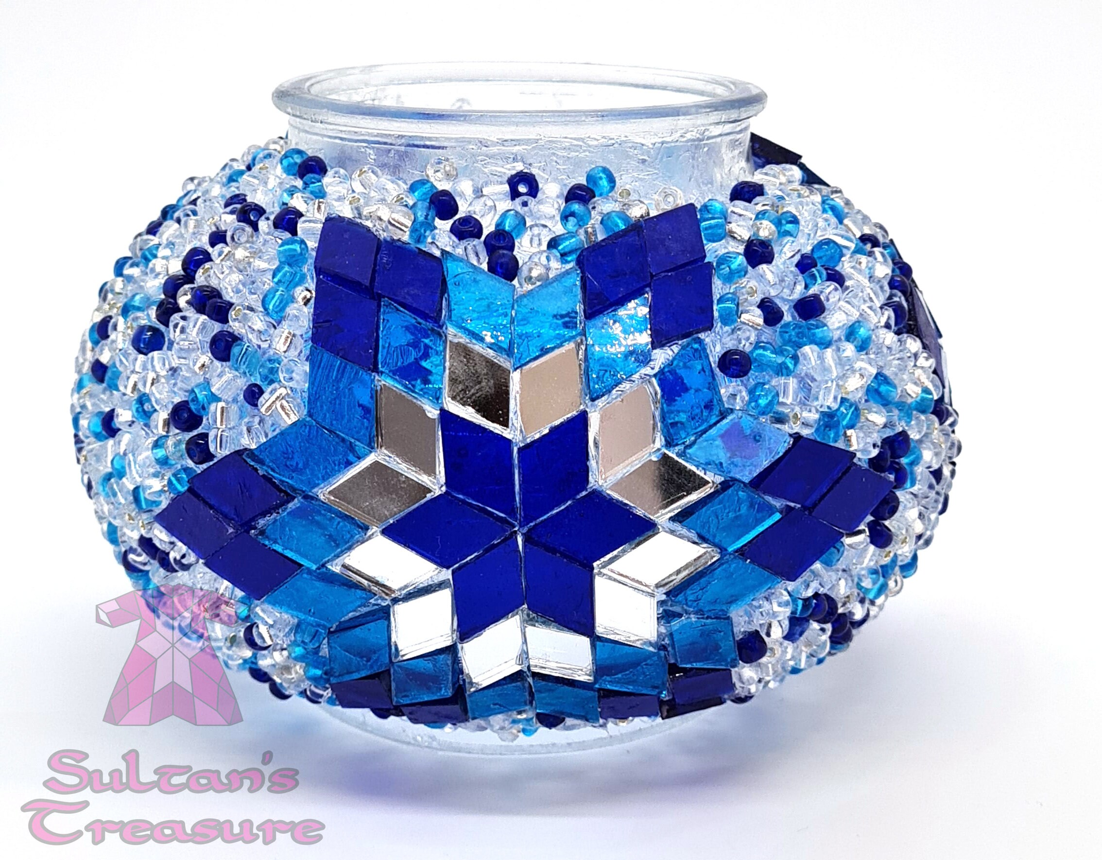 Make Your Own Mosaic Lamp Kit DIY Home Craft Kit - Eren Blue Silver - Etsy