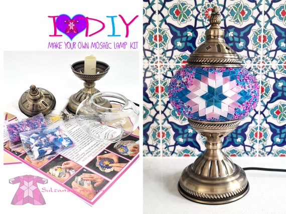 Make Your Own Mosaic Lamp Kit DIY Home Craft Kit Ela Pink - Etsy