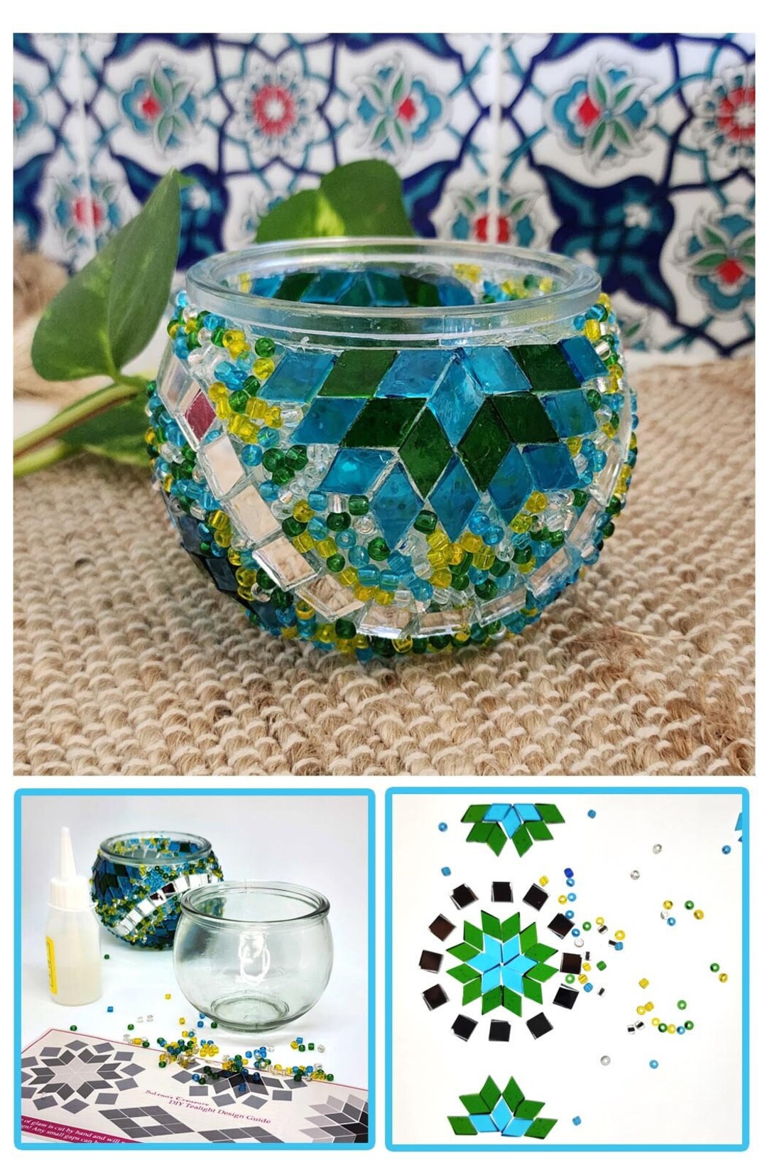 Sultan's Treasure Mosaic Tealight Candle DIY Craft Kit - Mosaic Glass ...