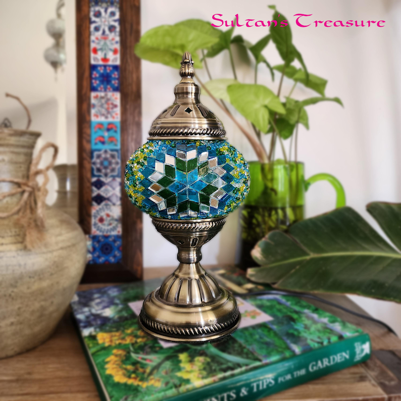 DIY Mosaic Lamp Kit – Bahce Green Blue Garden Craft – Sultan's Treasure ...
