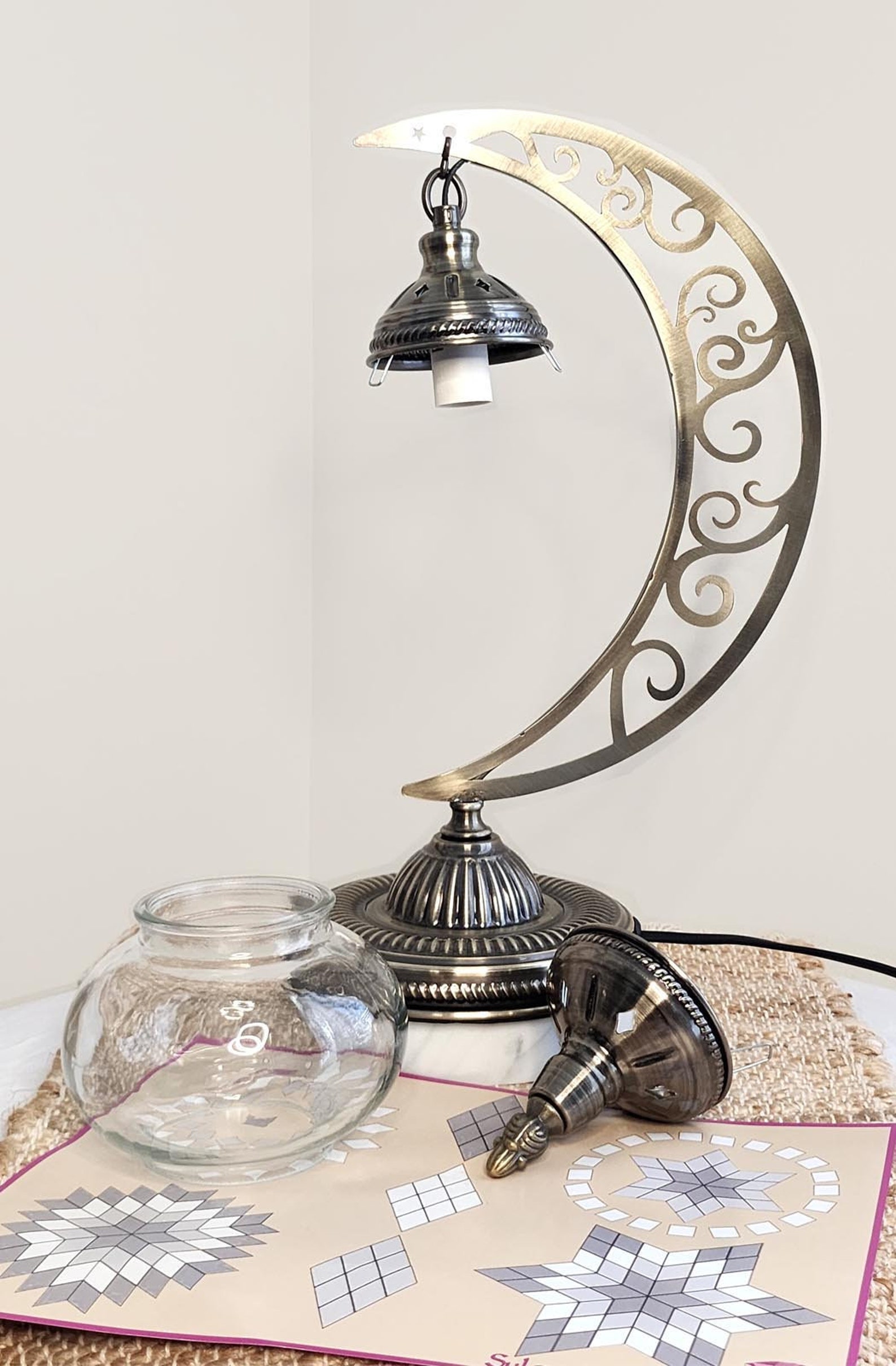 Turkish Mosaic Moon Lamp Base and Blank Glass - Craft Part - Etsy