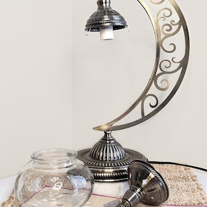 Turkish Mosaic Moon Lamp Base and Blank Glass - Craft Part - Etsy