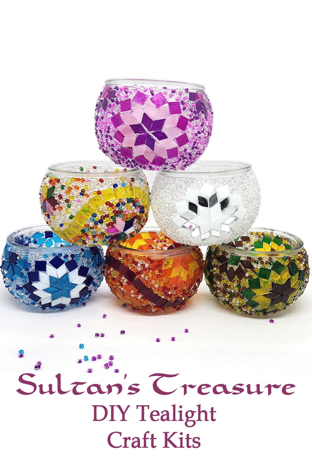 Sultan's Treasure Mosaic Tealight Candle DIY Craft Kit - Mosaic Glass ...