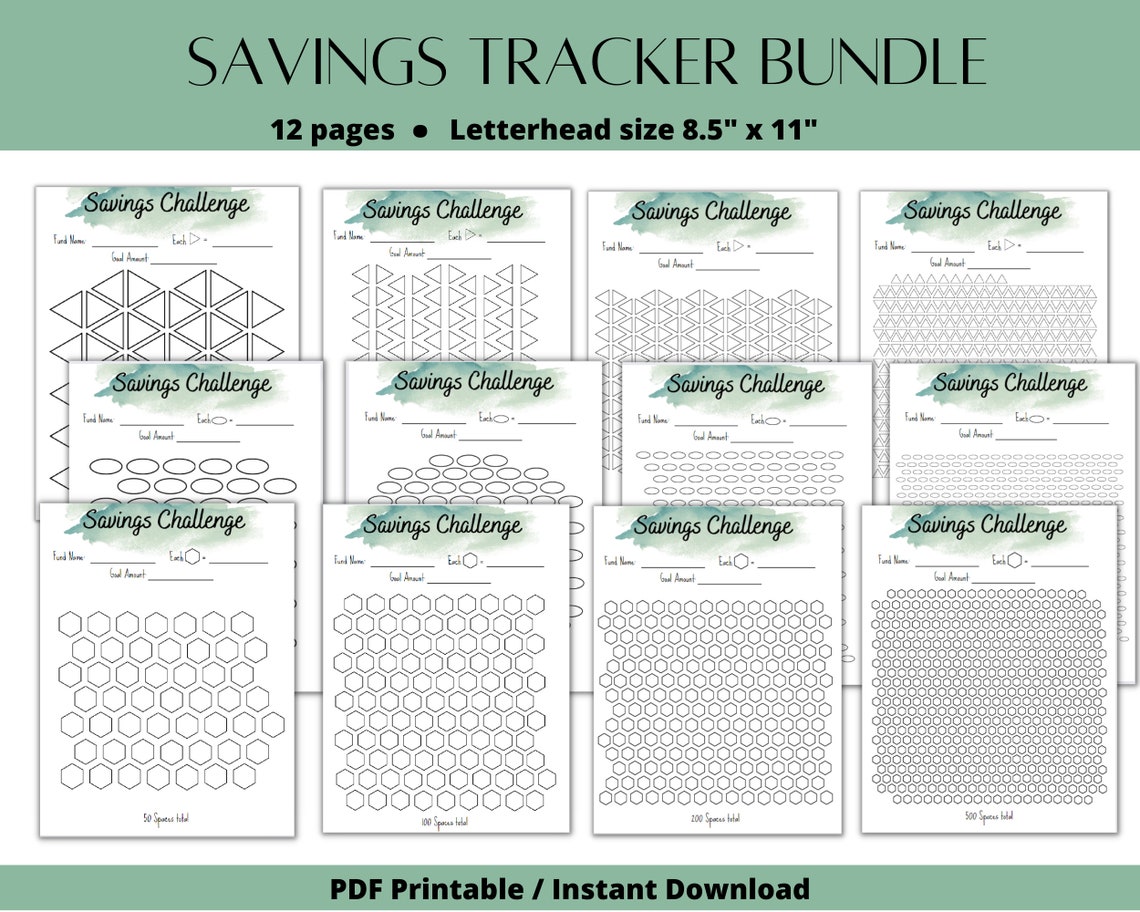 Money Saving Challenge Printable, Savings Tracker PDF Printables ...