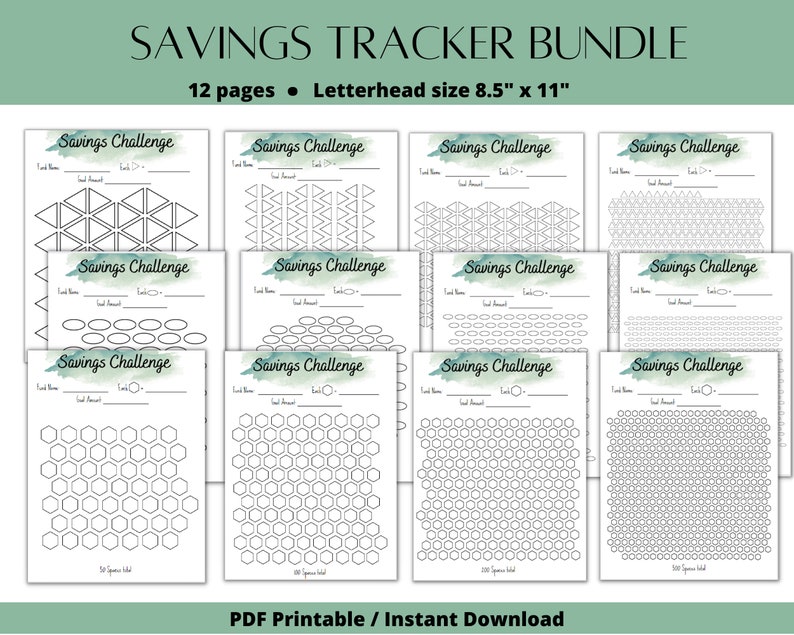 Money Saving Challenge Printable, Savings Tracker PDF Printables ...
