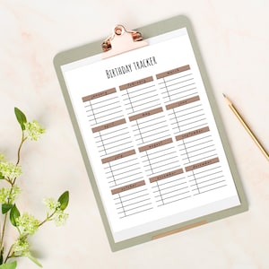 Printable Birthday Tracker, Happy Birthday Calendar, Birthday Tracker ...