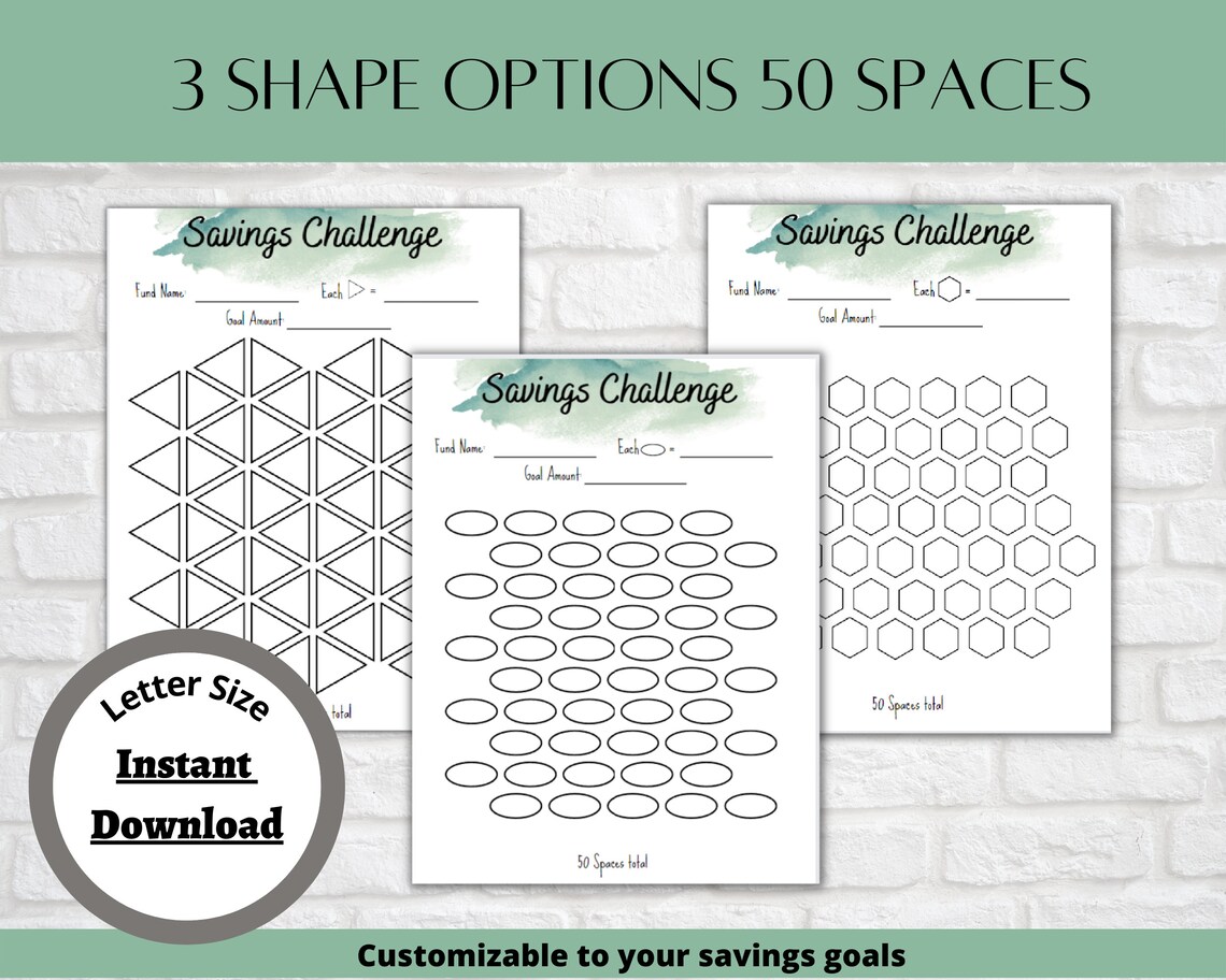 Money Saving Challenge Printable, Savings Tracker PDF Printables ...