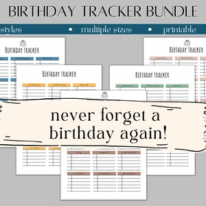 Printable Birthday Tracker, Happy Birthday Calendar, Birthday Tracker ...