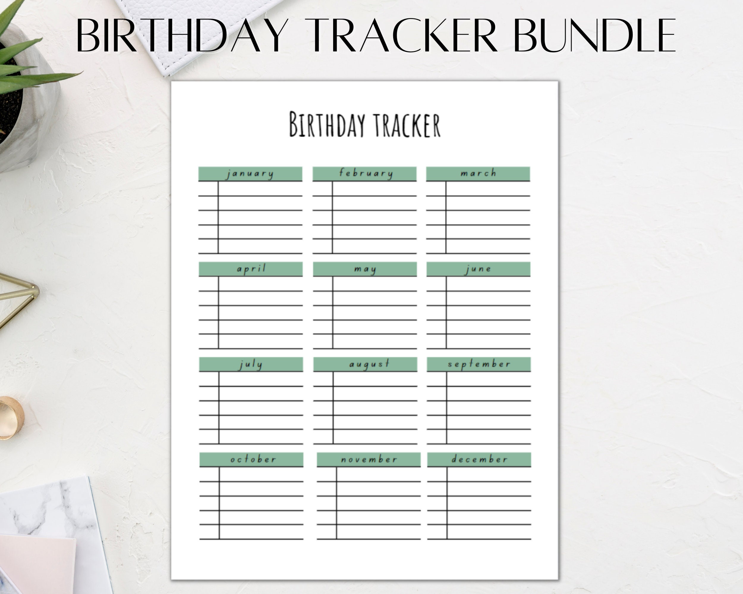 Printable Birthday Tracker, Happy Birthday Calendar, Birthday Tracker ...