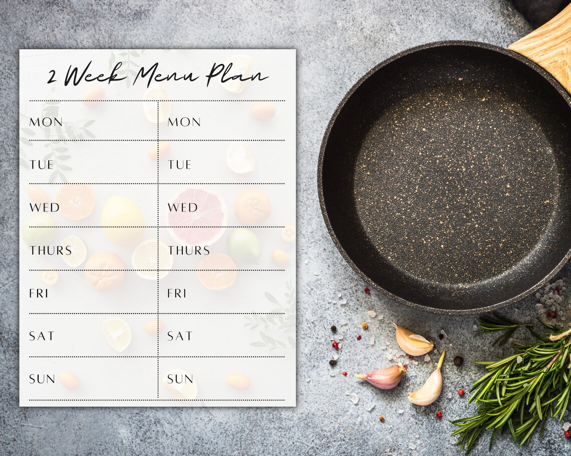 Menu Planning Template, Simple Meal Planning Template, Minimalist Meal ...