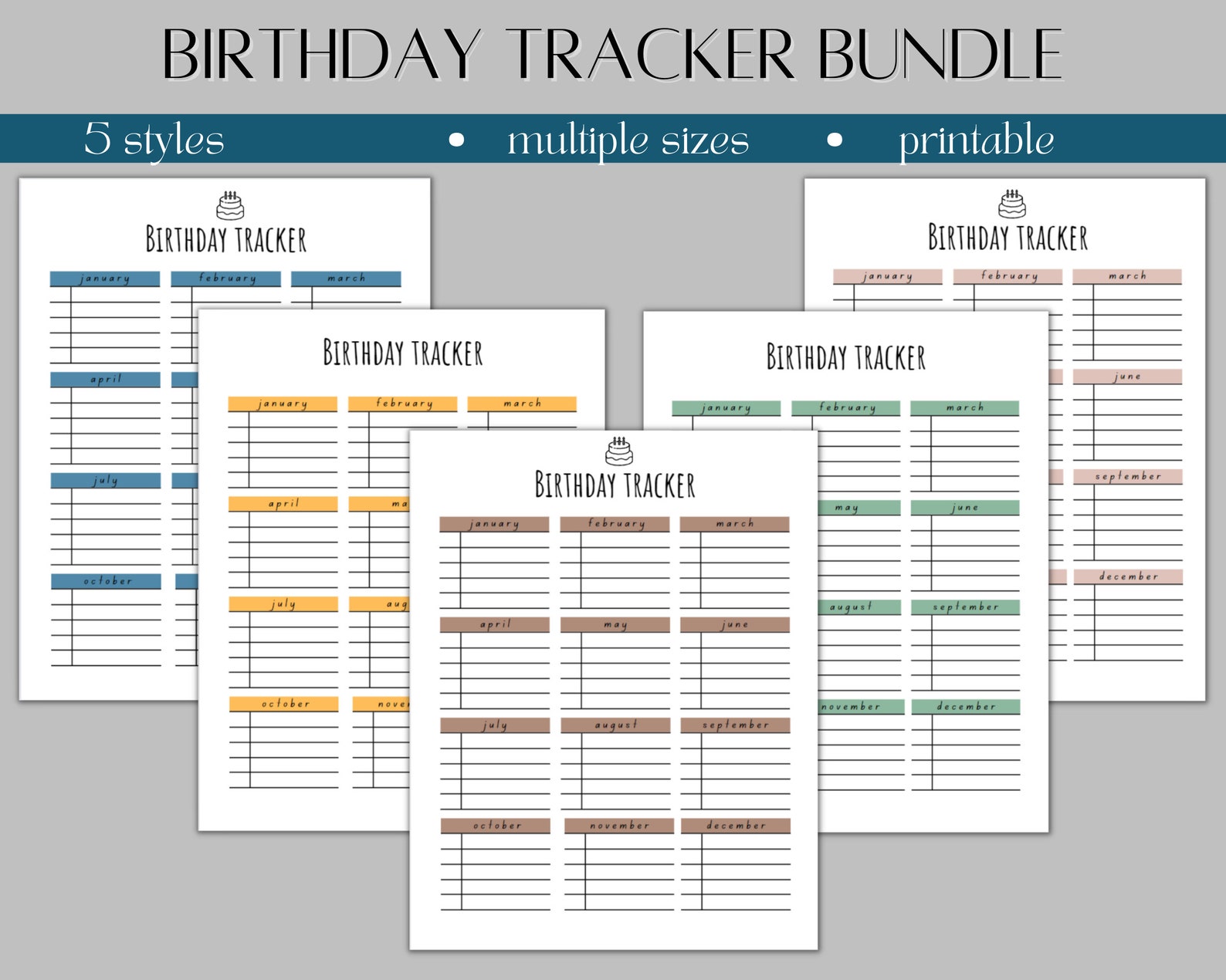 Printable Birthday Tracker, Happy Birthday Calendar, Birthday Tracker ...