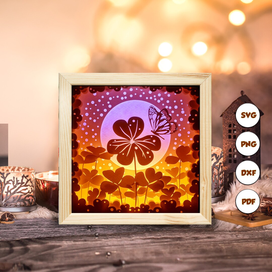 3 Leaf Clovers Paper Cut Light Box Template Files Shadow Box - Etsy