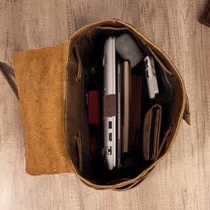 Men's Backpack Crazy Horse Leather Flip Backpack With Drawstring ...