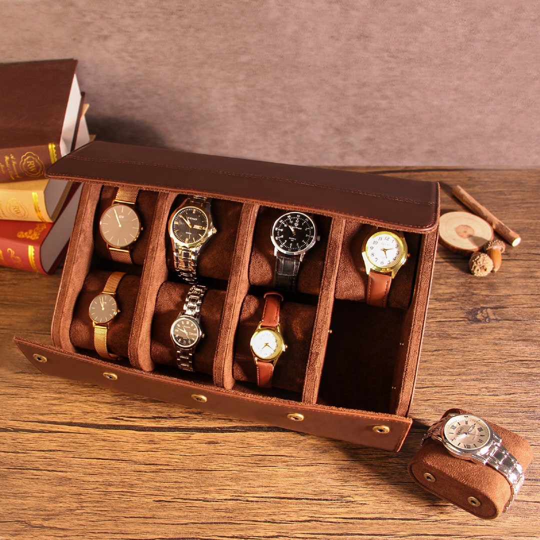 Custom Leather Watch Case for Men 2 Watches Travel Case - Etsy