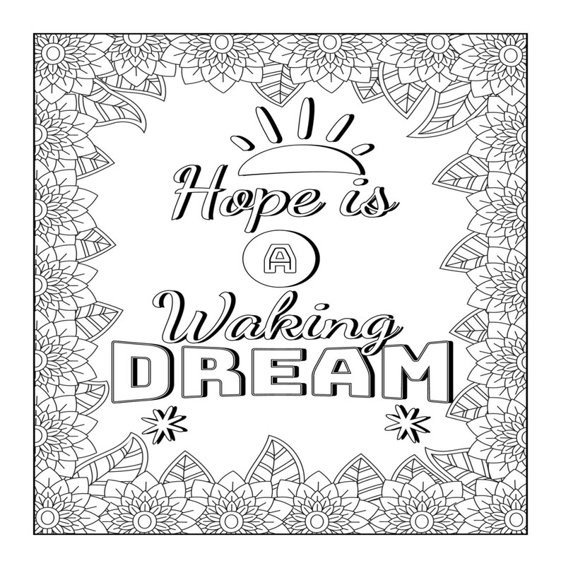 Inspirational Quotes Coloring Pages - Etsy