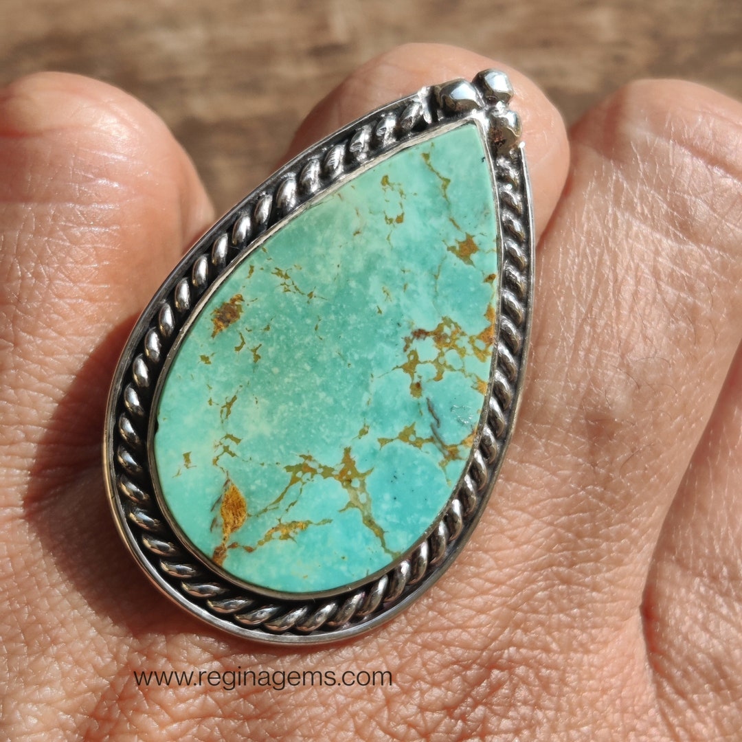 Navajo Native American Sterling Silver Arizona Turquoise Ring ...