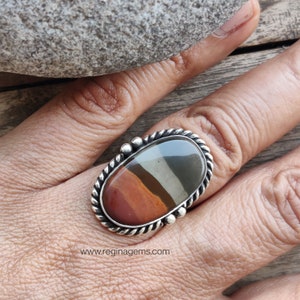 Owyhee Picture Jasper Ring in Sterling Silver-polychrome Jasper Ring ...