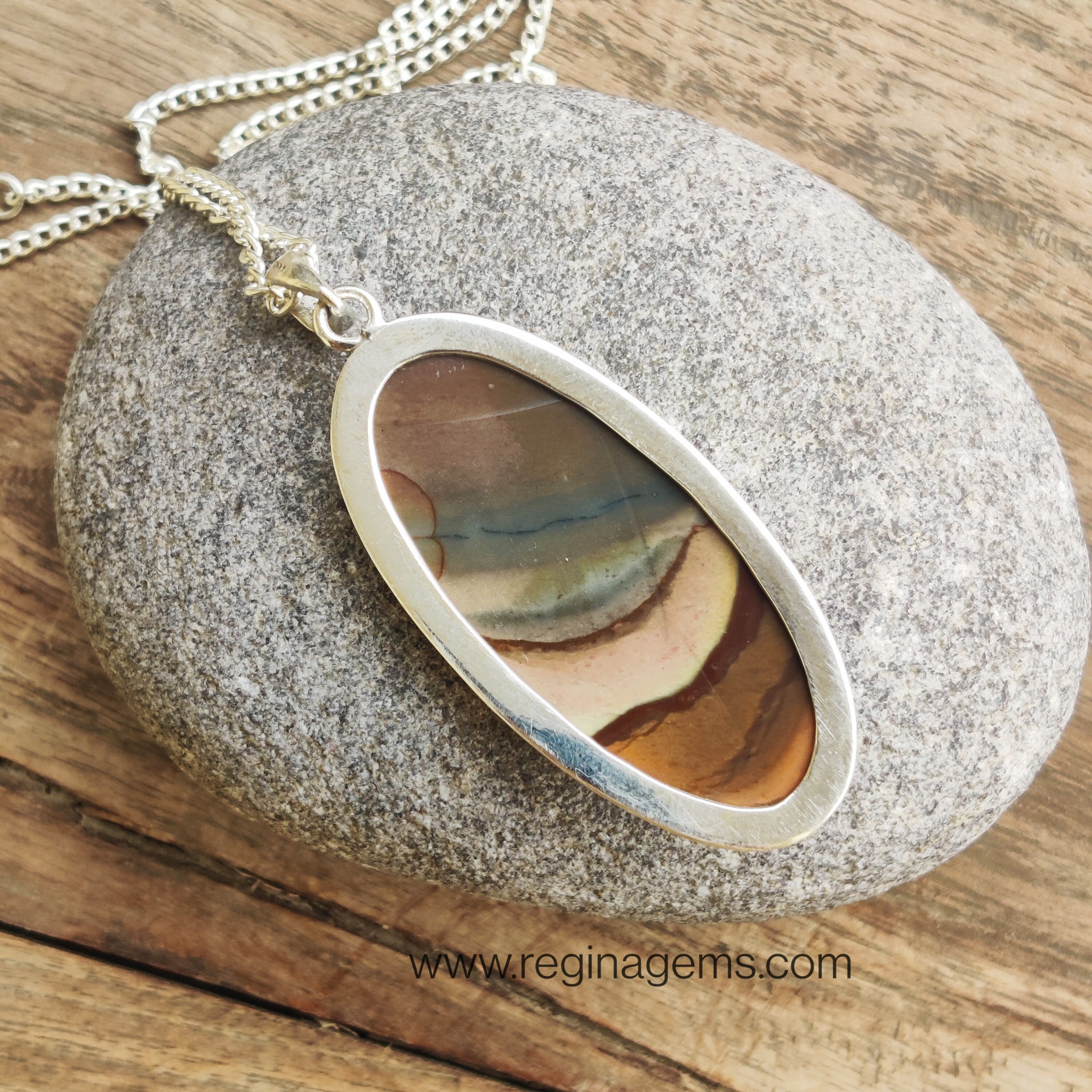 Large Landscape Jasper Pendant Rare Owyhee Picture Jasper Pendant ...