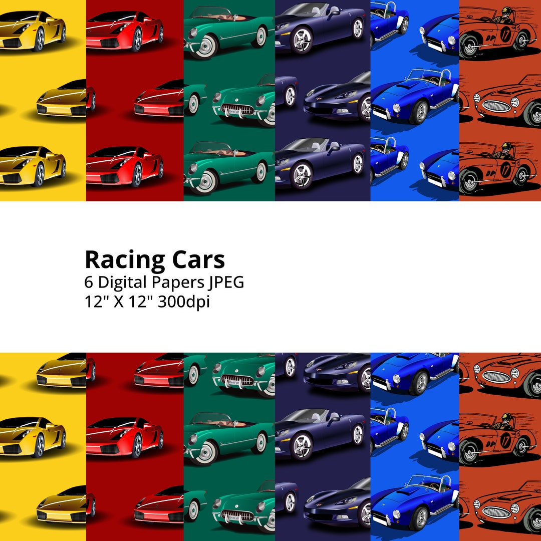 Racing Cars Digital Paper, Car Patterns, Luxury Cars - Etsy