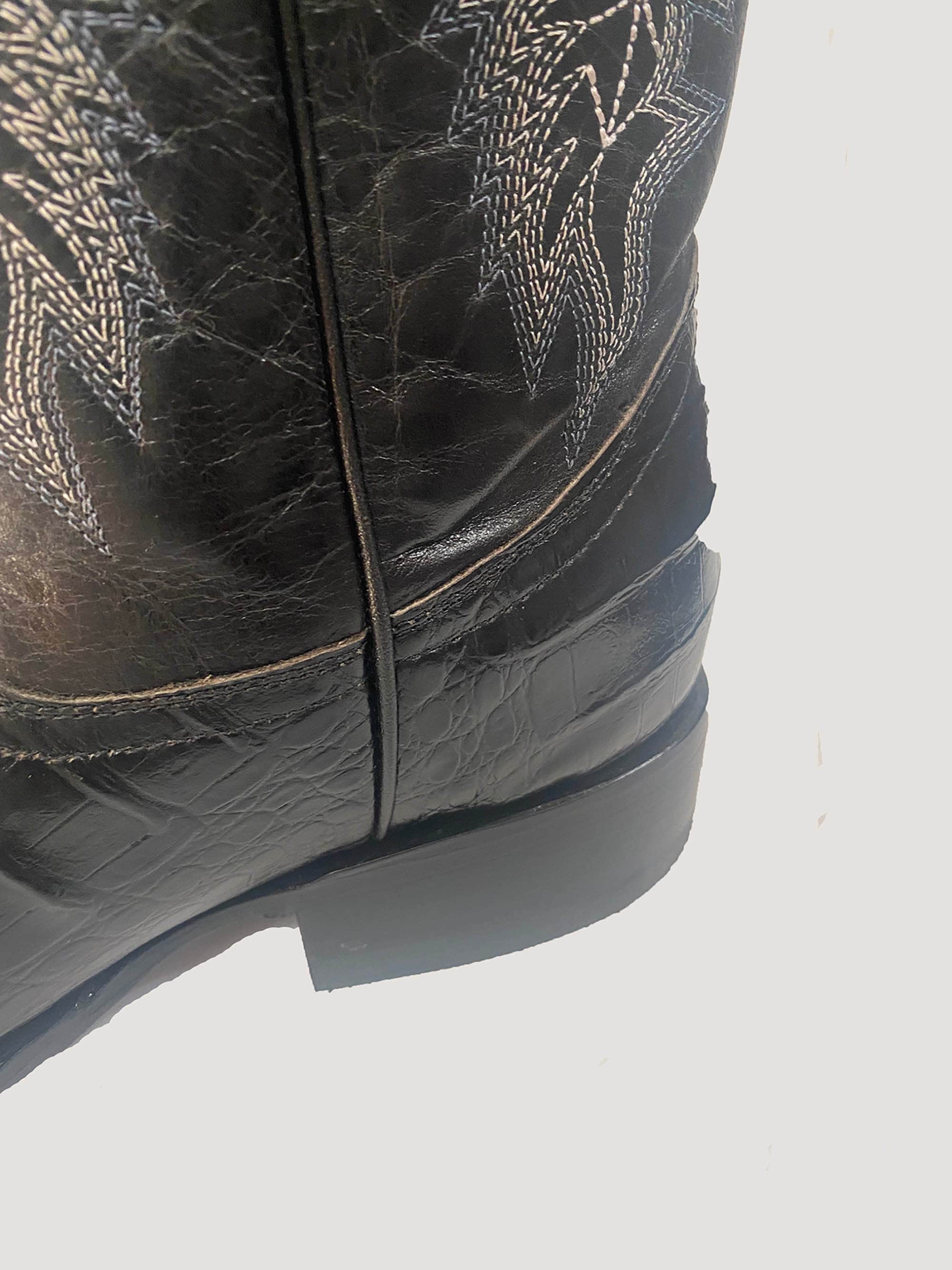 Men Genuine Cow Hide Cow Belly Print Leather Rodeo Square Toe Boots ...