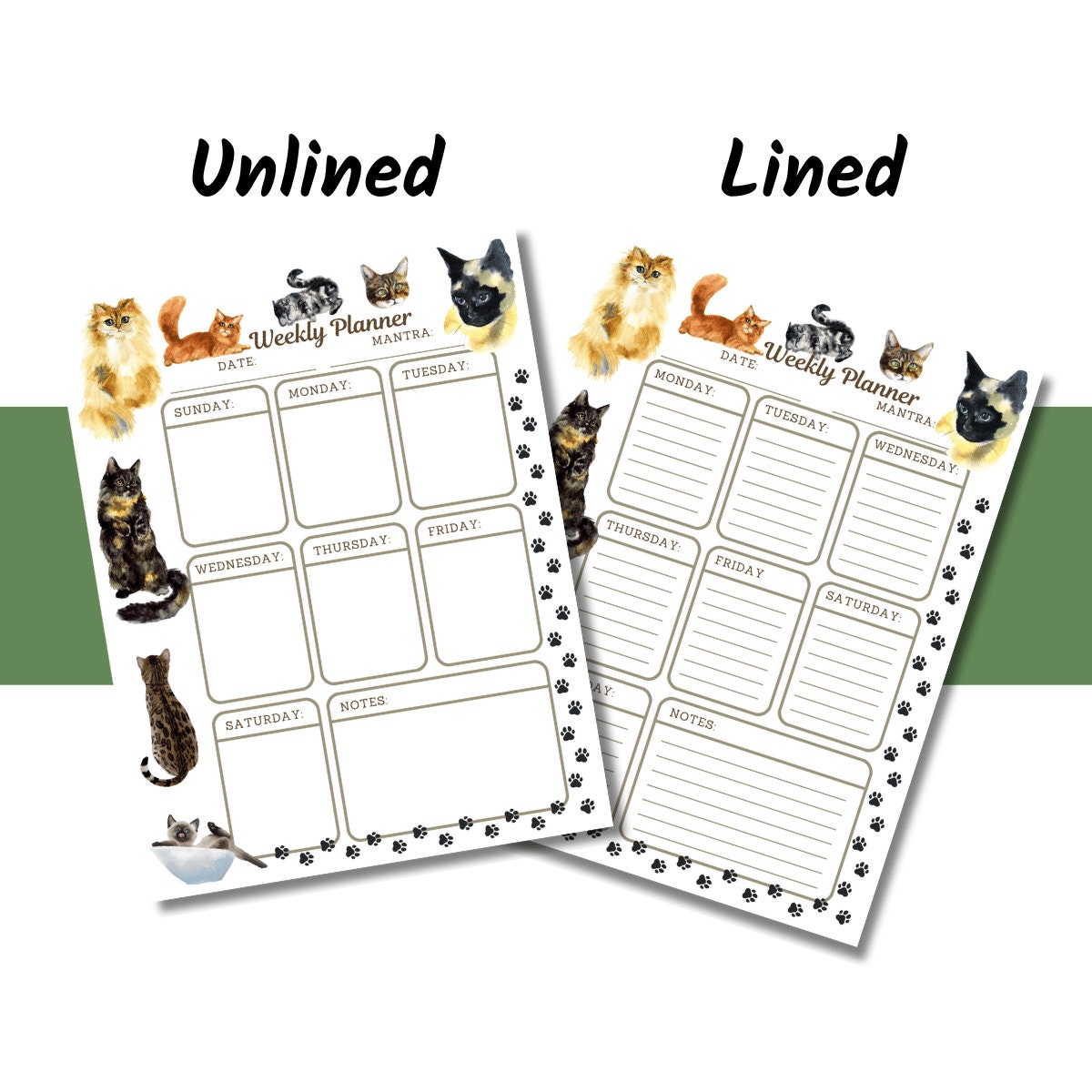 Deluxe Planner Bundle Printable PDF Planner, Cat, Animal Theme ...