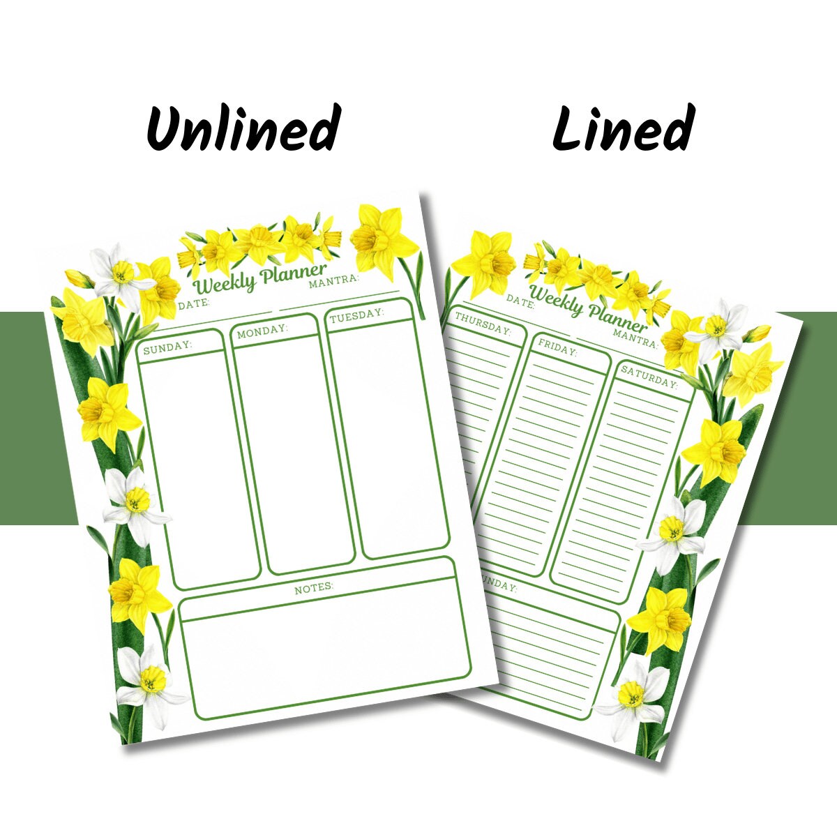 Ultimate Planner Bundle PDF Printable, Daffodil, Floral Theme, Trackers ...