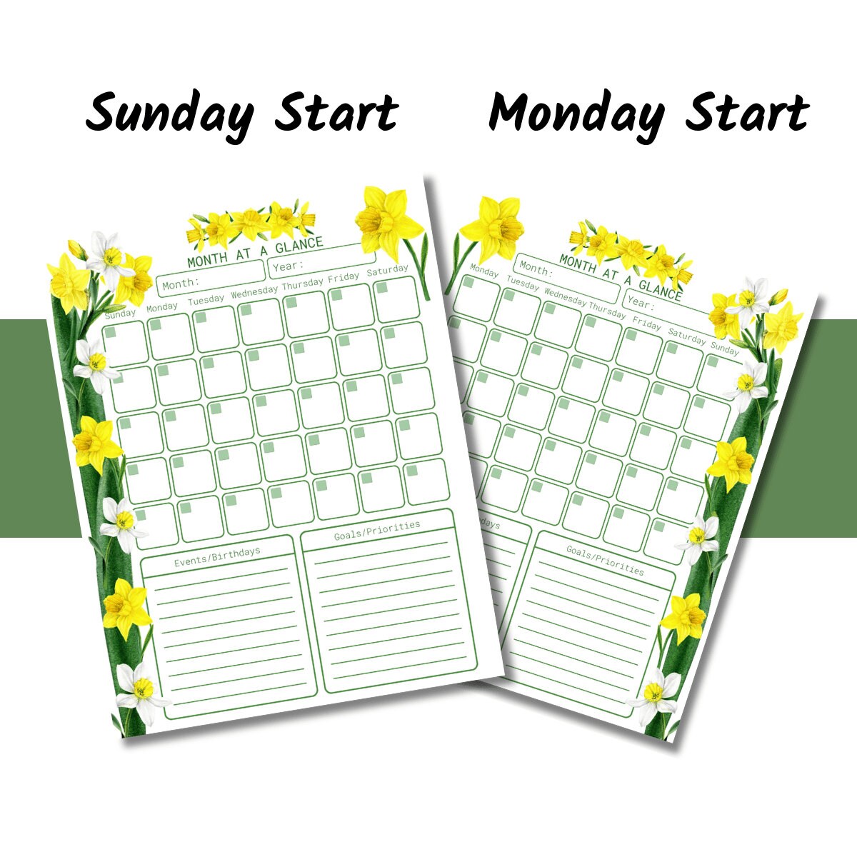 Ultimate Planner Bundle PDF Printable, Daffodil, Floral Theme, Trackers ...