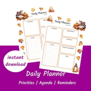 Daily Fall Planner Printable Pages Agenda | PDF Planner Pages | Planner ...