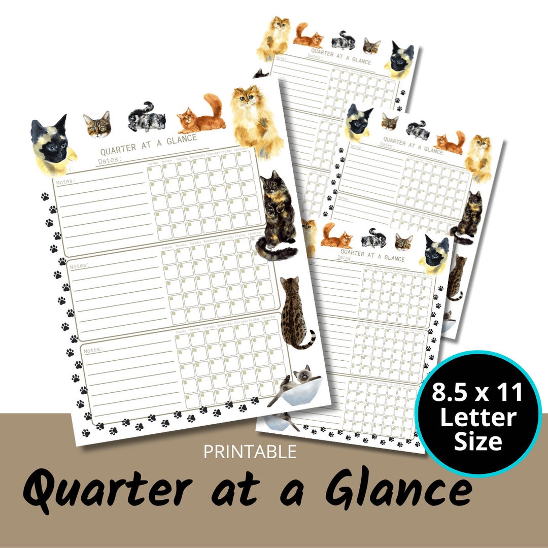 Quarterly Planner Printable, Letter Size, Organize Your Quarter! Animal ...