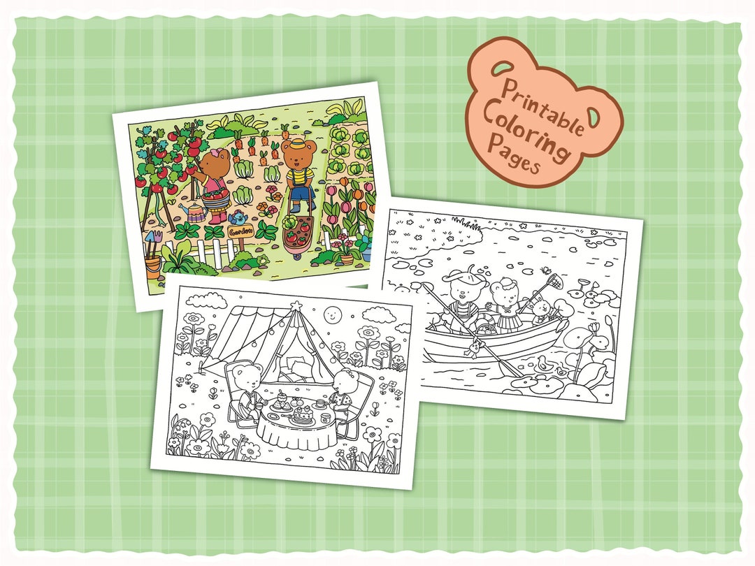Kawaii Coloring Pages for Teens & Adults | Toffee Friends Springtime ...