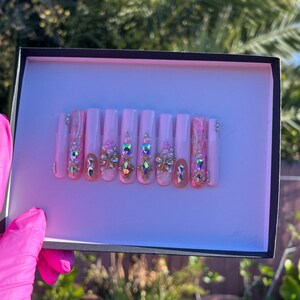 4XL Extendo Light Pink Bling Set Butterfly Nail Charms Clutter Nail ...