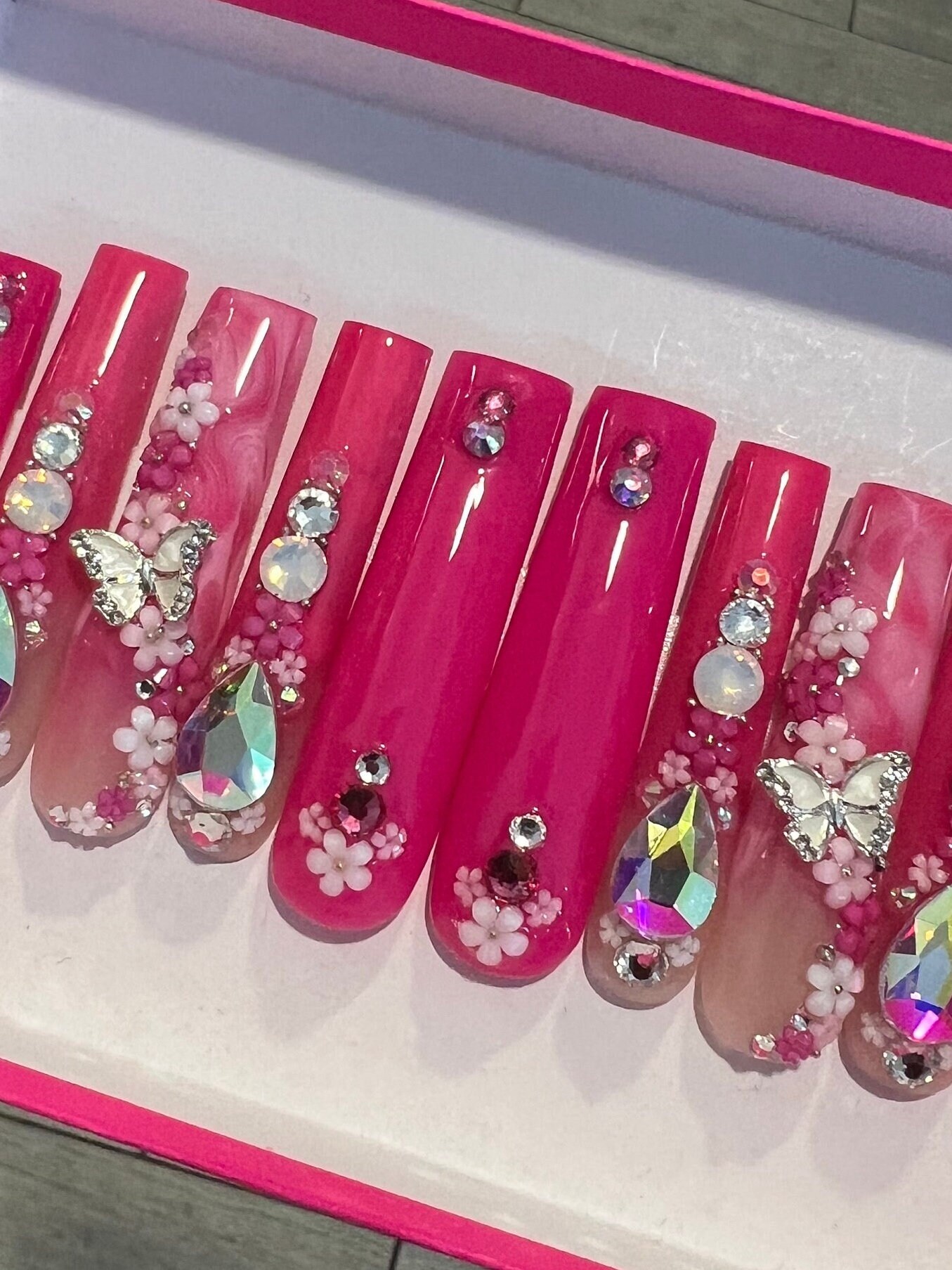 4XL Square Extendo Hot Pink Barbie Inspired Nails Press on Nailsbling ...