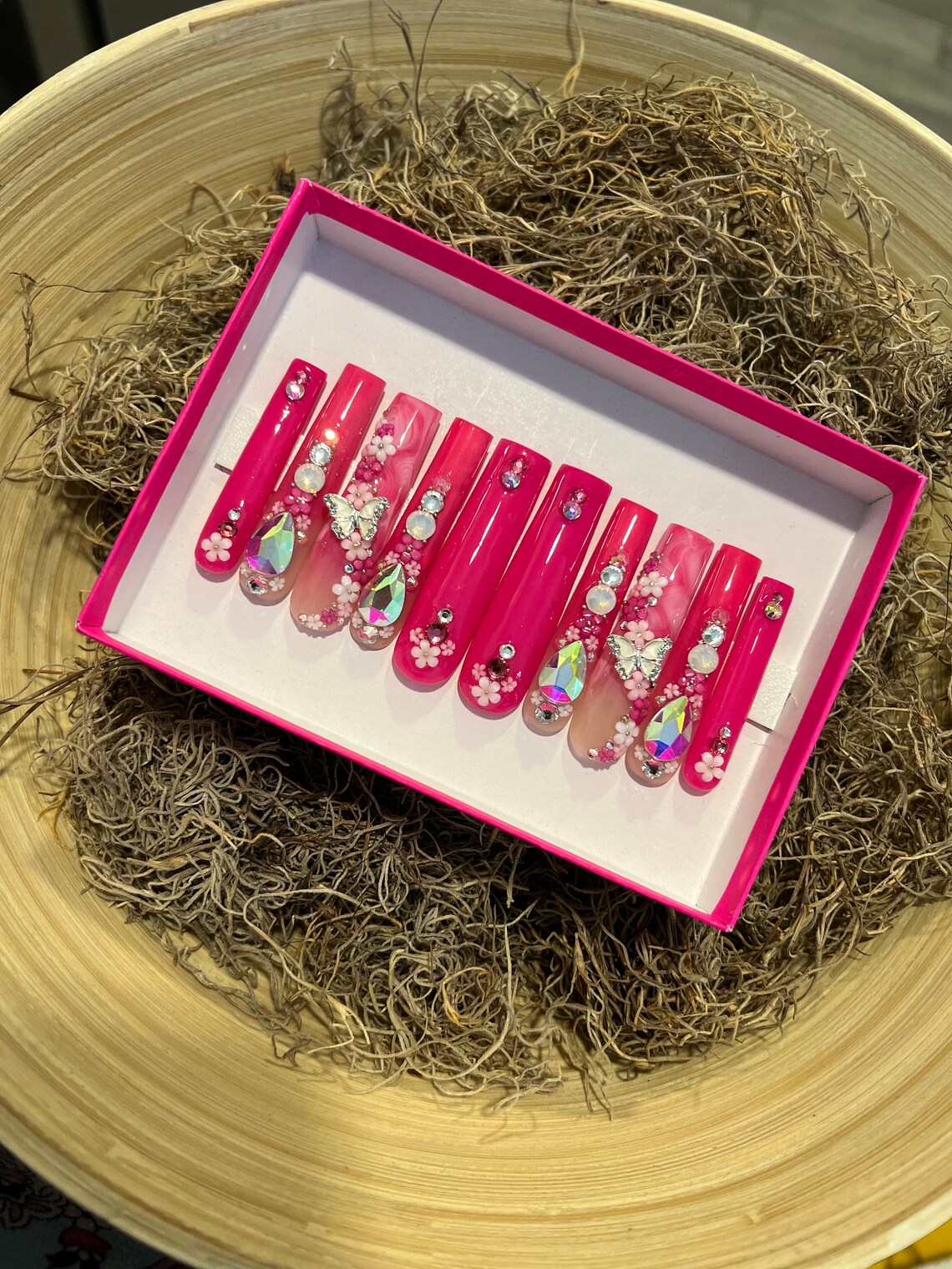 4XL Square Extendo Hot Pink Barbie Inspired Nails Press on Nailsbling ...