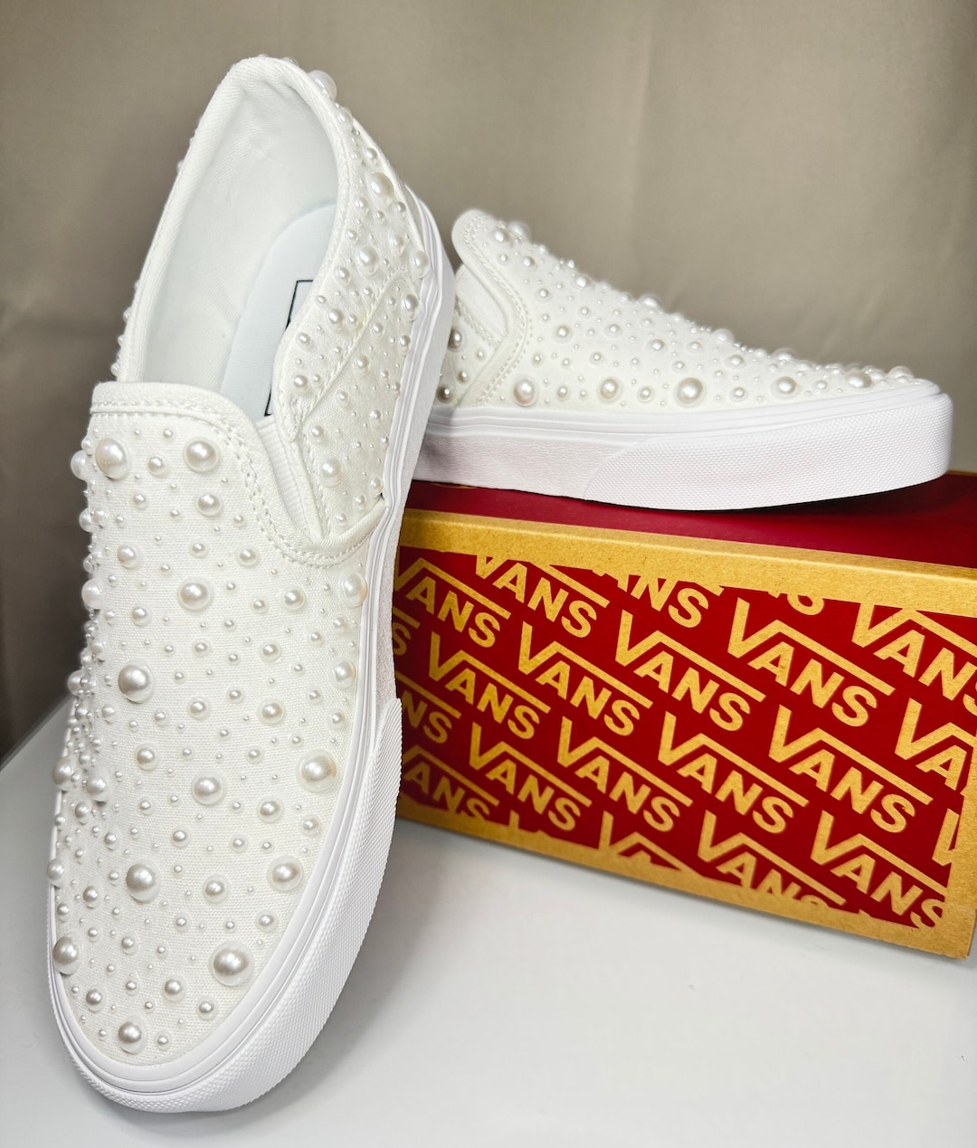 Girls Custom Pearl Embellished Vans Shoes, Baptism Shoes, Flower Girl ...