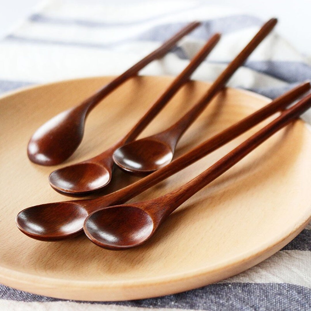 Wooden Stirring Spoon 20x3cm Round Mouth Round Handle Spoon - Etsy