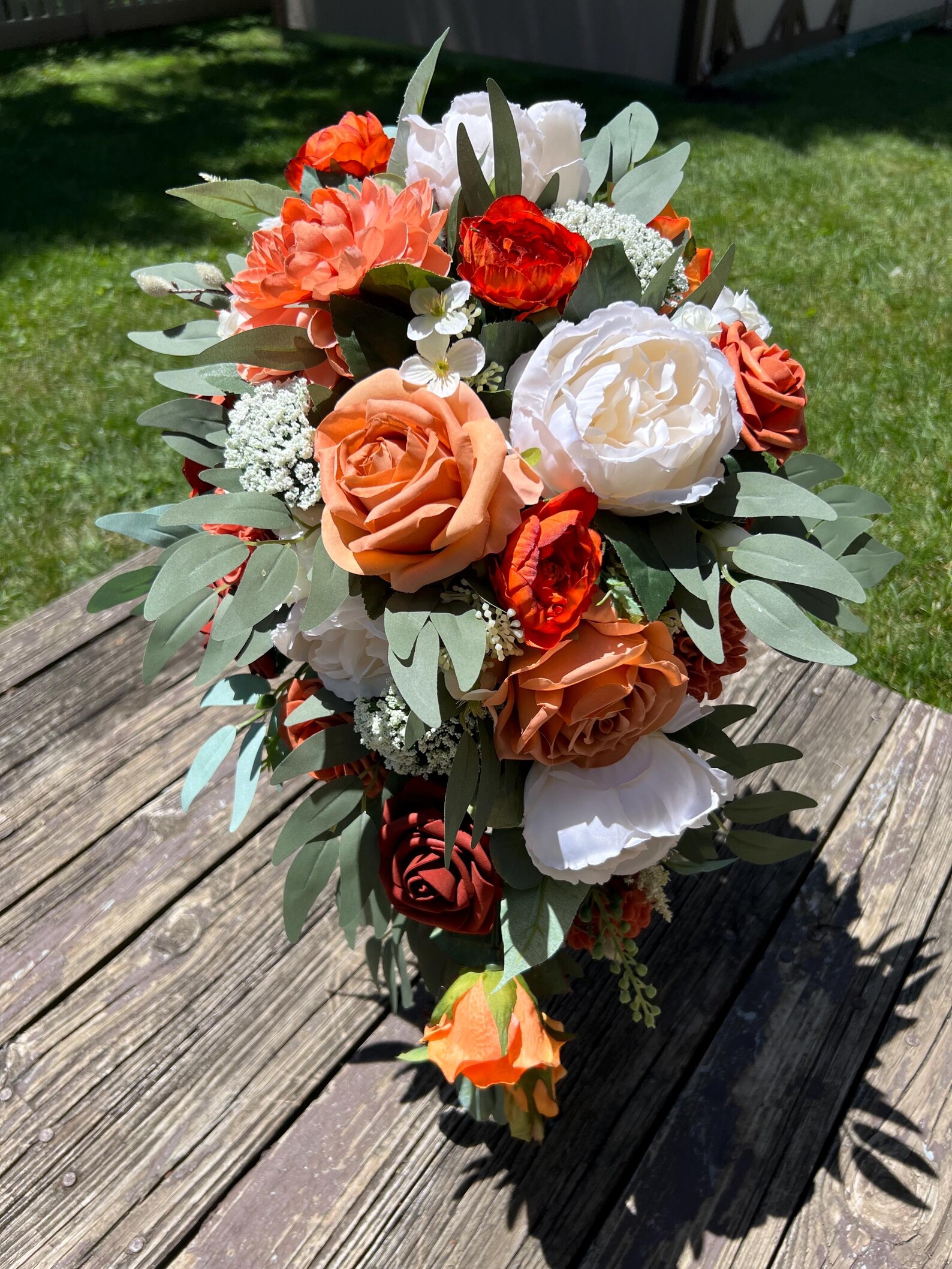 Cascade Burnt Orange, Sage Green, Peach, Ivory Fall / Autumn Bridal ...