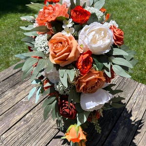 Cascade Burnt Orange, Sage Green, Peach, Ivory Fall / Autumn Bridal ...