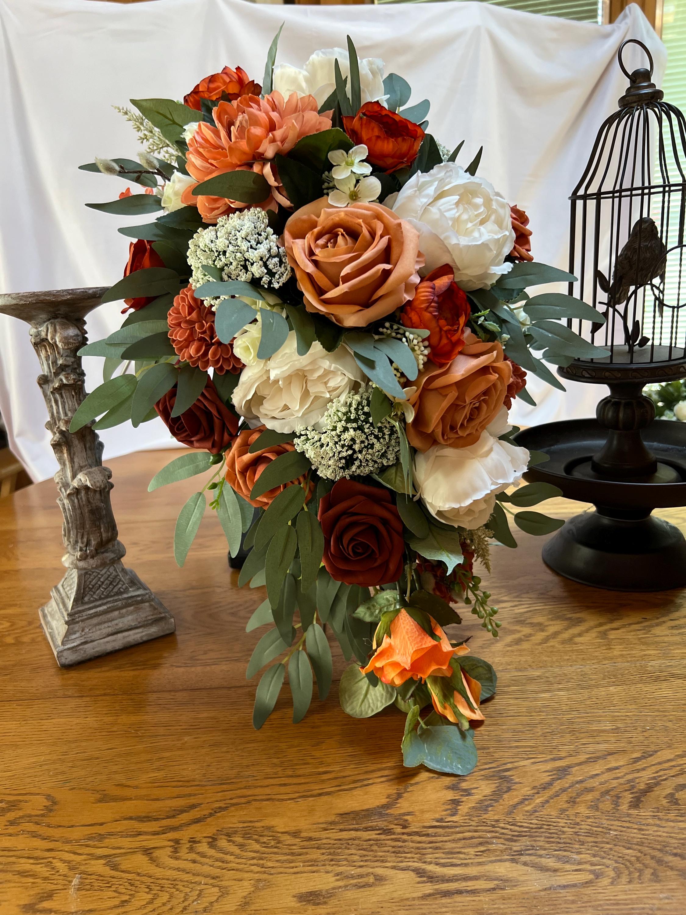 Cascade Burnt Orange, Sage Green, Peach, Ivory Fall / Autumn Bridal ...