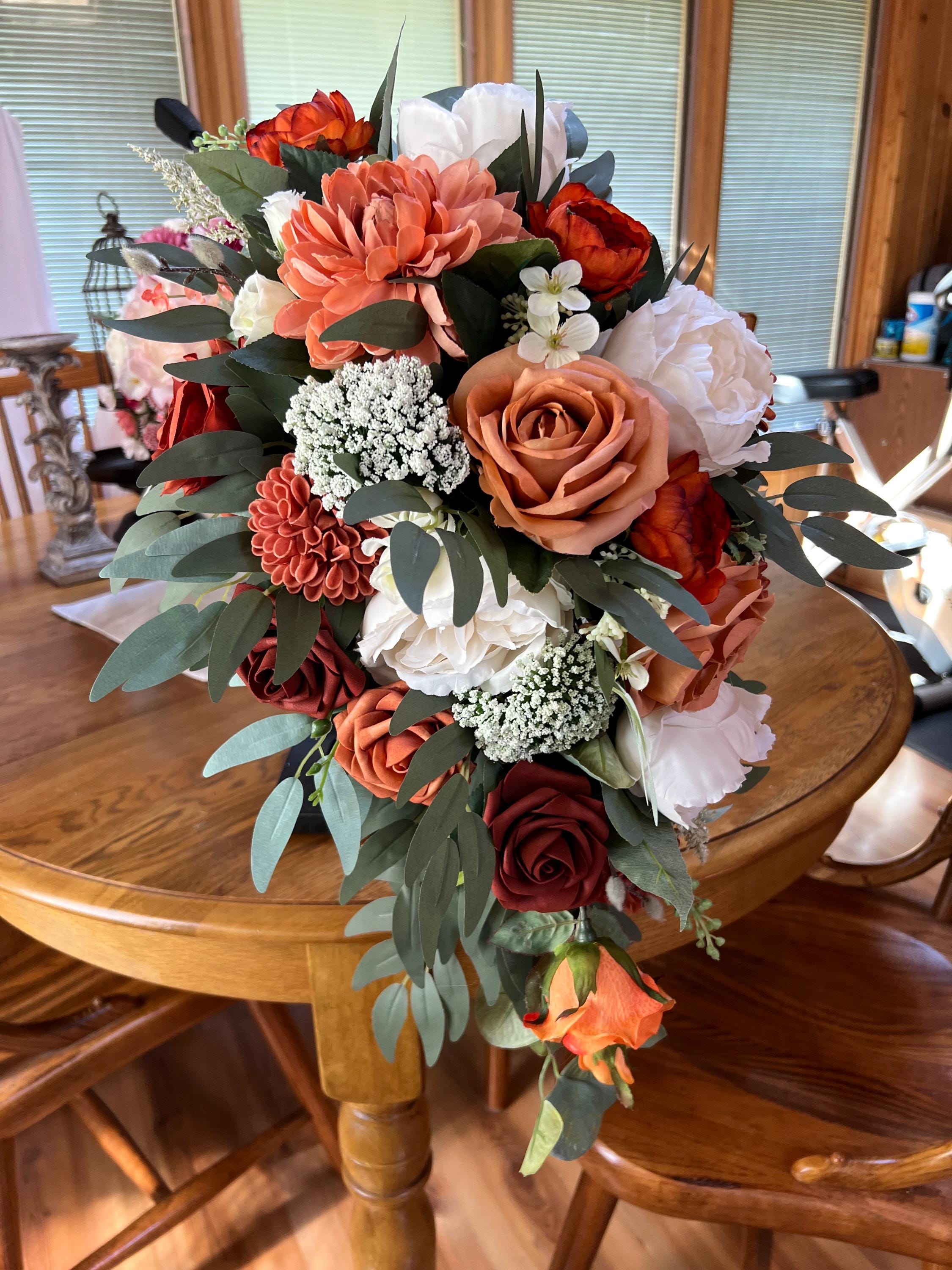 Cascade Burnt Orange, Sage Green, Peach, Ivory Fall / Autumn Bridal ...