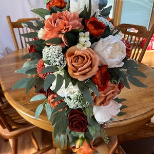 Cascade Burnt Orange, Sage Green, Peach, Ivory Fall / Autumn Bridal ...