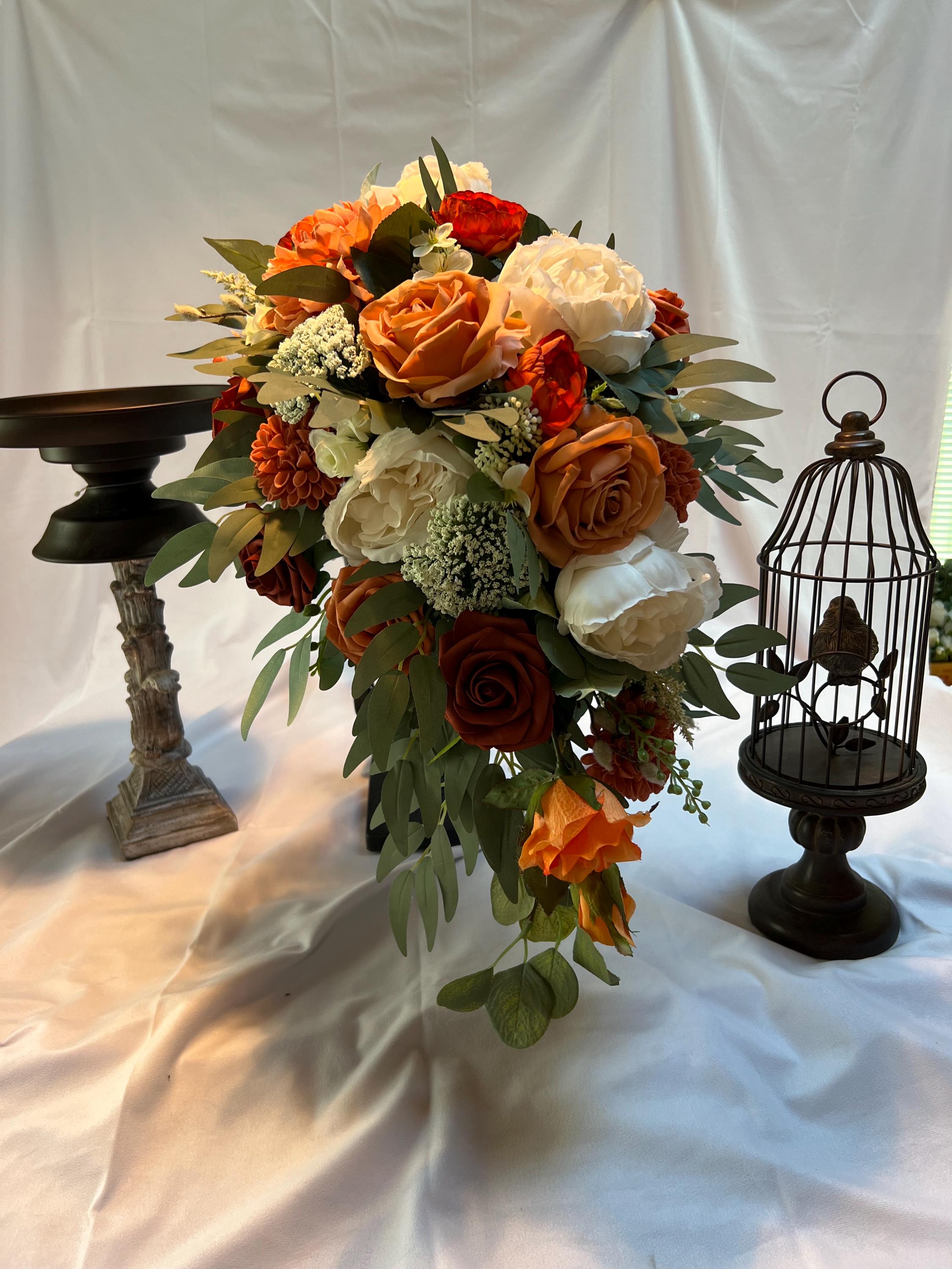 Cascade Burnt Orange, Sage Green, Peach, Ivory Fall / Autumn Bridal ...
