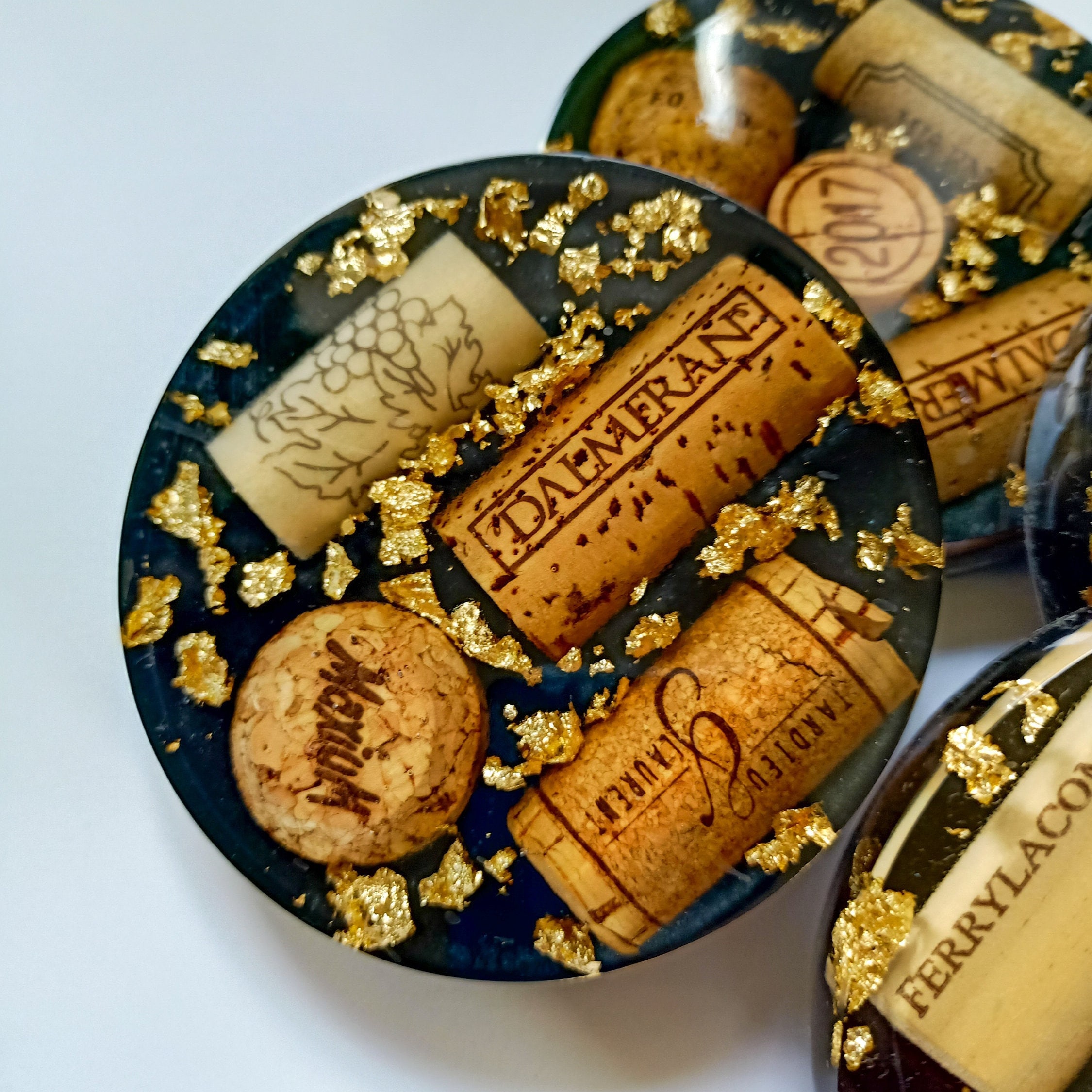 Ensemble de sous-verres en bouchons de liège, sous-verres en résine ...