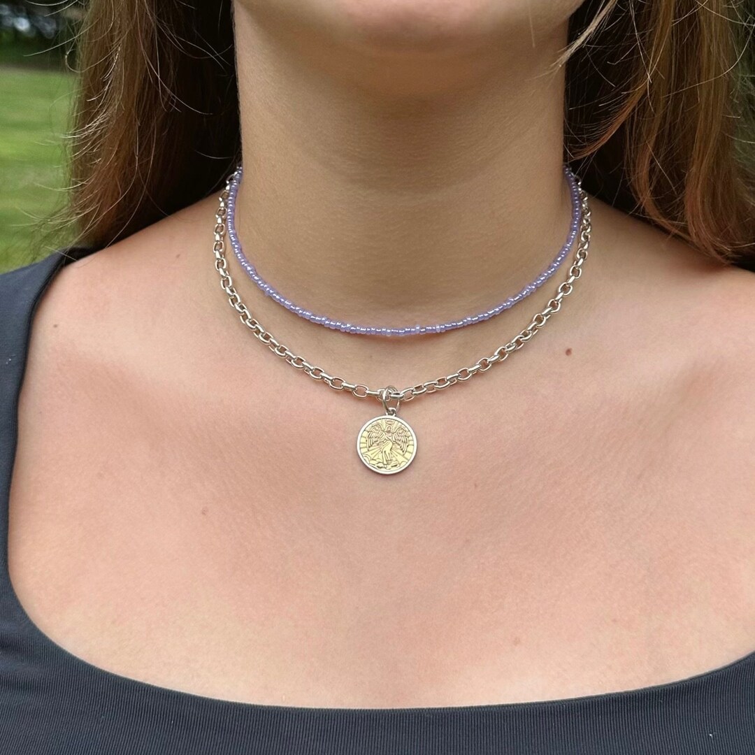 Solid Chain Seed Bead Necklace - Etsy